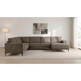 Wohnlandschaft OTTO HOME "OLAND U-Form, XXL, B: 342 cm, Skandi-Design", braun, B:342cm H:85cm T:260cm, 100% Polyester, Sofas, Wohnlandschaft, Skandi-Design in Struktur, Flachgewebe, Luxus-Microfaser, Boucle
