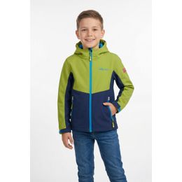 Softshelljacke Trollkids "KIDS KRISTIANSAND JACKET", M&auml;dchen, Gr. 164, kiwi, mystic blau, Softshell, Obermaterial: 94% Polyester, 6% Elasthan, Jacken Softshelljacke, f&uuml;r Kinder und Jugendliche, sportlicher Stil