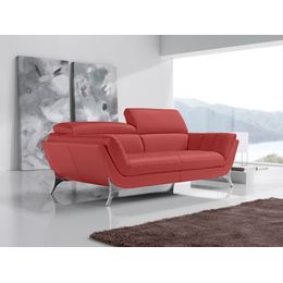 2,5-Sitzer Egoitaliano "Sueli, extravagantes Design und erstklassiger Sitzkomfort", rot, B:218cm H:100cm T:110cm, Leder &raquo;NUVOLE&laquo; (Echtes Rindsleder). Halbnat&uuml;rliches, halbnarbiges Rindsleder mit einer nat&uuml;rlichen K&ouml;rnung von 1, 2 bis 1, 4 mm. Dieses Leder hat eine weiche, wachsartige Hand mit mattem Aussehen und einem Wolkeneffekt. Es handelt sich um ein Naturleder, das die urspr&uuml;nglichen Eigensch