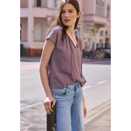 Kurzarmbluse STREET ONE STUDIO, Damen, Gr. 34, hazy rose, Stoff, 100% Viskose, unifarben, normal normal, Rundhals, abgesteppt, Blusen, aus softer Viskose
