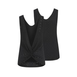 Klassische Bluse CLOUD 5IVE "CLOUD 5IVE Top mit Lochmuster und hinten offen in Wickeloptik", Damen, Gr. S, schwarz, 95% Polyester, 5% Elasthan, Blusen