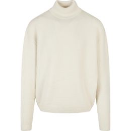 Rundhalspullover Urban Classics "Urban Classics Herren Oversized Roll Neck Sweater", Damen, Gr. L, sandwei&szlig;, 85% Polyacryl, 13% Polyester, 2% Elasthan, unifarben, oversize, Rundhals, Pullover Rundhalspullover