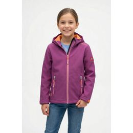 Softshelljacke Trollkids "GIRLS TROLLFJORD JACKET", Kinder, Gr. 164, mallow pink, papaya, Softshell, Obermaterial: 94% Polyester, 6% Elasthan, normal, Jacken Softshelljacke, f&uuml;r Kinder und Jugendliche, sportlicher Stil, winddicht