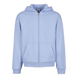 Strickpullover Urban Classics "Urban Classics Fluffy Zip Cardigan", Herren, Gr. L, powderblau, 70% Baumwolle, 30% Polyester, unifarben, normal, ohne Ausschnitt, Pullover Strickpullover
