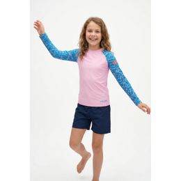 Longsleeve Trollkids "GIRLS HAUKLAND SHIRT", M&auml;dchen, Gr. 104, dynamic blau, candy pink, Obermaterial: 92% Polyester, 8% Elasthan, Shirts, k&ouml;rpernaher Schnitt, mit langen &Auml;rmeln, mit Daumenl&ouml;chern