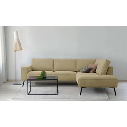 Ecksofa OTTO HOME "Vosby", gold (brass), B:260cm H:85cm T:208cm, 90% polyester, 10% nylon, Sofas, Ecksofa, 260 cm, Chenille, mit dekorativer Kedernaht, Wellenunterfederung
