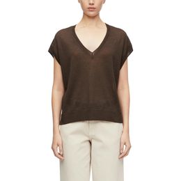 Pullunder comma, Damen, Gr. L, braun, Strick, Obermaterial: 57% Leinen, 27% Viskose, 16% Polyester, unifarben, l&auml;ssig geschnitten h&uuml;ftbedeckend, V-Ausschnitt, B&uuml;ndchen, Pullover Pullunder, mit V-Ausschnitt und Viskose-Leinen