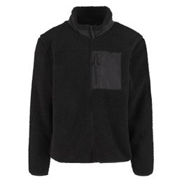 Winterjacke Urban Classics "Urban Classics Teddy Jacket With Stand Up Collar", Herren, Gr. L, schwarz, 100% Polyester, unifarben, normal, amerikanischer Ausschnitt, Jacken Winterjacke