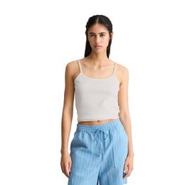 Marc O'Polo T-Shirt MARC O'POLO DENIM "aus Bio-Baumwolle-Mix", Damen, Gr. S, beige (silky wei&szlig;), Obermaterial: 58% Baumwolle, 38% Polyester, 4% Elasthan, unifarben, slim fit, Rundhals, Shirts T-Shirt
