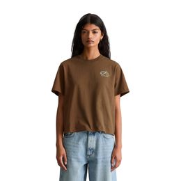 Marc O'Polo T-Shirt MARC O'POLO DENIM "aus Organic Cotton", Damen, Gr. S, umbra braun, Obermaterial: 100% Baumwolle, unifarben, Basic, relaxed fit, Rundhals, normaler Saum, Shirts T-Shirt