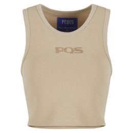 T-Shirt PEQUS "PEQUS PEQUS Island Defender Crop Top", Damen, Gr. L, beige, 100% Baumwolle, bedruckt, slim fit, Racerback, Shirts T-Shirt