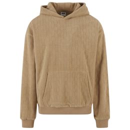 Kapuzensweatshirt Urban Classics "Urban Classics Jacquard Velvet Oversized Hoody", Herren, Gr. M, unionbeige, 100% Polyester, unifarben, Sweatshirts