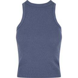 Tanktop Urban Classics "Urban Classics Damen Ladies Racer Back Rib Top", Damen, Gr. S, vintageblau, 95% Baumwolle, 5% Elasthan, unifarben, normal, Tops Tanktop
