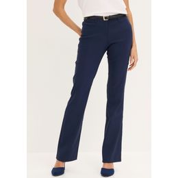 Stretch-Hose bonprix, Damen, Gr. 36, N-Gr, dunkelblau (l&auml;nge: regul&auml;r), Web, Obermaterial: 71% Polyester, 25% Viskose, 4% Elasthan, unifarben, regular fit lang, Hosen, regular fit, figurbetont
