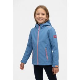 Softshelljacke Trollkids "GIRLS TROLLFJORD JACKET", Kinder, Gr. 98, cornflower, violet sorbet, Softshell, Obermaterial: 94% Polyester, 6% Elasthan, normal, Jacken Softshelljacke, f&uuml;r Kinder und Jugendliche, sportlicher Stil, winddicht