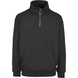 Rundhalspullover Urban Classics "Urban Classics Herren Organic Basic Troyer", Herren, Gr. S, schwarz, 100% Baumwolle, unifarben, loose fit, amerikanischer Ausschnitt, Pullover Rundhalspullover