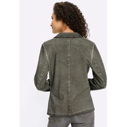 Sweatblazer Heine "Sweatblazer", Damen, Gr. 40, khaki, 95% Baumwolle, 5% Elasthan, Blazer