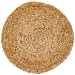 Teppich LUXOR living "Mamda 2, Juteteppich" Gr. 10, beige (natur), H:6mm &Oslash;:120cm, Jute, Teppiche, Teppich, Flachgewebe, handgeflochten, Flecht Design, Naturfaser, Boho-Style