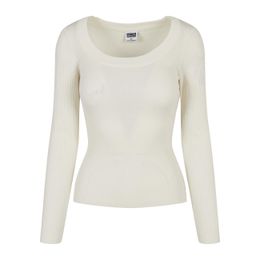 Rundhalspullover Urban Classics "Urban Classics Damen Ladies Wide Neckline Sweater", Damen, Gr. 5XL, sandwei&szlig;, 35% Viskose, 35% Polyacryl, 30% Polyamid, unifarben, slim fit, Rundhals, Pullover Rundhalspullover