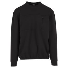 Rundhalspullover Urban Classics "Urban Classics Scuba Zip Pocket Crew", Herren, Gr. M, schwarz, 95% Polyester, 5% Elasthan, unifarben, relaxed fit, Rundhals, Pullover Rundhalspullover