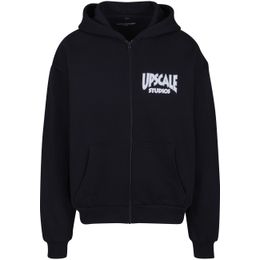 Kapuzenpullover "Upscale by Mister Tee Unisex", Damen, Gr. XS, schwarz, 100% Baumwolle, UPSCALE BY MISTER TEE, unifarben, oversize, Rundhals, Pullover Kapuzenpullover