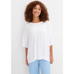 Oversize-Shirt bonprix, Damen, Gr. 36/38 (S), wei&szlig;, Jersey, Obermaterial: 95% Viskose, 5% Elasthan, unifarben, oversize Po-bedeckend, Rundhals, Shirts, oversize Passform, Halbarm-Design, aus Viskose und Elasthan