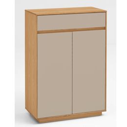 Pharao24.de Schuhgarderobe Schuh Schrank in Taupe und Eiche Bianco