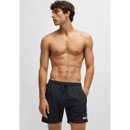 Badeshorts BOSS "Starfish", Herren, Gr. XXL, N-Gr, schwarz (schwarz 001), Microfaser, Microfaser, unifarben mit Farbeinsatz, Badehosen Badeshorts, mit Kontraststreifen