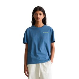 Marc O'Polo T-Shirt MARC O'POLO DENIM "aus Basic Single Jersey", Damen, Gr. L, medium blau 4671, Obermaterial: 100% Baumwolle, unifarben, Basic, regular fit, Rundhals, normaler Saum, Shirts T-Shirt