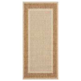 Teppich ANDIAMO "ARIZONA 2" Gr. 2, beige, B:67cm H:5mm L:140cm, Kunstfaser, Teppiche, Teppich, Flachgewebe, mit Bord&uuml;re, In- und Outdoor geeignet, wetterfest