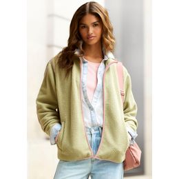 Fleecejacke Buffalo, Damen, Gr. 36/38, gr&uuml;n, Fleece, Obermaterial: 100% Polyester, unifarben mit Farbeinsatz, elastischer Bund kontrastfarben, Jacken Fleecejacke, kuschelig und weich