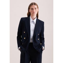 Jackenblazer Seidensticker, Damen, Gr. 34, navy, 100% Baumwolle, unifarben, Blazer