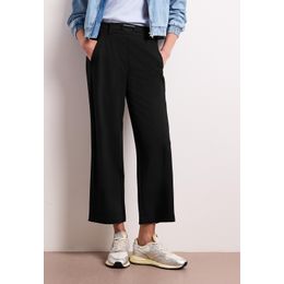 7/8-Hose Street One, Damen, Gr. 42, L&auml;nge 28, schwarz, Stoff, 61% Viskose, 32% Polyamid, 7% Elasthan, unifarben, normal 7/8-L&auml;nge, Hosen 7/8-Hose, High Waist