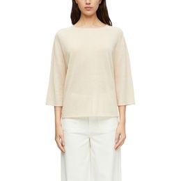 3/4 Arm-Pullover comma, Damen, Gr. 38, oat milk, Strick, Obermaterial: 57% Leinen, 27% Viskose, 16% Polyester, unifarben, l&auml;ssig geschnitten h&uuml;ftbedeckend, Rundhals, abgesteppte Kante, Pullover, Leichter Pullover mit Leinen und Viskose