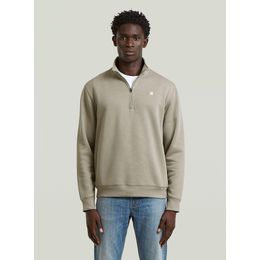 G-Star Raw Longpullover G-STAR "Premium Core Half Zip Sweatshirt", Herren, Gr. L, elephant skin, Obermaterial: 55% Baumwolle, 45% Polyester, Pullover Longpullover