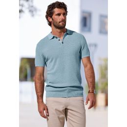 Poloshirt John Devin "- Strick Poloshirt, Regular fit", Herren, Gr. M, blau, Strick, Obermaterial: 100% Baumwolle, regular fit normal, Rundhals, Rippstrickb&uuml;ndchen, Shirts, mit Polokragen und kleiner Knopfleiste