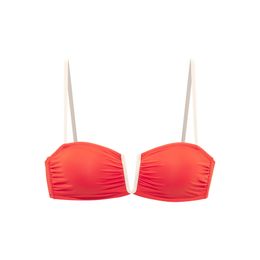 Bandeau-Bikini-Top Copenhagen Studios "Emma", Damen, Gr. 36, Cup C/D, orange (blutorange), Recycling-Polyamid, Bikini-Oberteile, mit Kontrastdetails