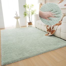 Hochflor-Teppich OTTO HOME "Microfaser Teppich Magong, besonders weich, sehr feiner Flor" Gr. 8, gr&uuml;n (pastellgr&uuml;n), B:300cm H:30mm L:400cm, Kunstfaser, Teppiche, uni, Wohnzimmer, Schlafzimmer, Kinderzimmer, auch rund und als L&auml;ufer