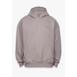 Kapuzensweatshirt DROPSIZE "Dropsize HEAVY OVERSIZE SCRIPT LOGO HOODIE", Herren, Gr. L, grau (stone), 70% Baumwolle, 30% Polyester, Rundhals, Sweatshirts