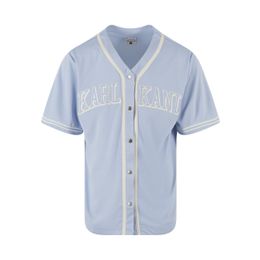 Langarmhemd Karl Kani "Karl Kani College Baseballshirt", Herren, Gr. XL, US-Gr&ouml;&szlig;en, blau, 100% Polyester, normal, Hemden