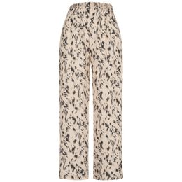 Stoffhose CLOUD 5IVE "CLOUD 5IVE Summer Crepe-Pants with animal print", Damen, Gr. XXL, US-Gr&ouml;&szlig;en, beige, schwarz, 95% Polyester, 5% Elasthan, loose fit, Hosen Stoffhose