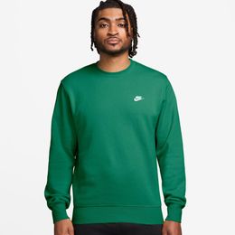 Sweatshirt Nike Sportswear "M NK CLUB BB CREW", Gr. L, malachite, Jersey, Obermaterial: 80% Baumwolle, 20% Polyester, normal, Rundhals, Sweatshirts Sweatshirt, sportlicher Schnitt, aus Baumwolle und Polyester, kurze &Auml;rmel