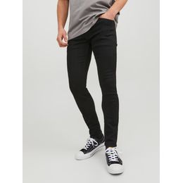 Jack & Jones Skinny-fit-Jeans JACK & JONES "JJILIAM Skinny Jeans mit Used-Waschung f&uuml;r schlanke Silhouette", Herren, Gr. 31, L&auml;nge 32, schwarz (schwarz denim), Denim/Jeans, Obermaterial: 57% Baumwolle, 22% Polyester, 20% Viskose, 1% Elasthan, Abriebeffekte, skinny fit lang, Jeans, Abriebeffekte, modisch, skinny fit, Baumwollmischung