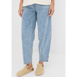 Loose-fit-Jeans bonprix, Damen, Gr. 42, N-Gr, hellblau denim washed (l&auml;nge: regul&auml;r), Denim/Jeans, Obermaterial: 98% Baumwolle, 2% Elasthan, loose fit, Jeans, Barrel-Form, mit Gummibund, mit Elasthan-Anteil
