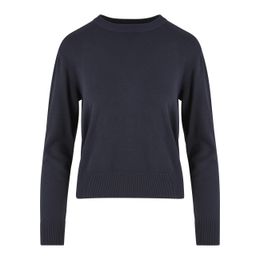 Sweatshirt Urban Classics "Urban Classics Damen Ladies Knitted Roundneck Sweater", Damen, Gr. M, navy, 70% Viskose, 30% Polyamid, unifarben, Rundhals, Sweatshirts Sweatshirt