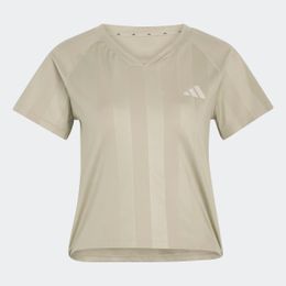 T-Shirt adidas Performance "HYPERGLAM 3-STREIFEN EMBOSS", Damen, Gr. L, wonder cargo, Obermaterial: 88% Polyester, 12% Elasthan, V-Ausschnitt, Shirts T-Shirt