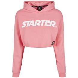 Rundhalspullover STARTER Black Label "Starter Black Label Damen Ladies Starter Cropped Hoody", Damen, Gr. L, pinkgrapefruit, 65% Baumwolle, 35% Polyester, unifarben, oversize, ohne Ausschnitt, Pullover Rundhalspullover