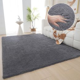 Hochflor-Teppich OTTO HOME "Microfaser Teppich Magong, besonders weich, sehr feiner Flor" Gr. 7, grau (dunkelgrau), B:240cm H:30mm L:320cm, Kunstfaser, Teppiche, uni, Wohnzimmer, Schlafzimmer, Kinderzimmer, auch rund und als L&auml;ufer