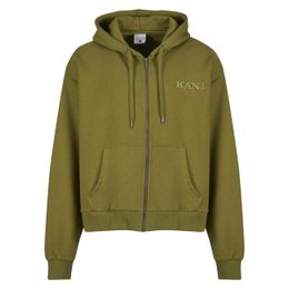 Sweatjacke Karl Kani "Karl Kani Karl Kani Retro Rhinestone Boxy Full Zip Hoodie", Herren, Gr. M, olive, 65% Baumwolle, 35% Polyester, Sweatjacken Sweatjacke