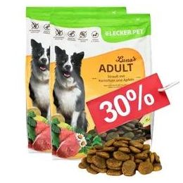 8 kg Lecker.Pet&reg; Luna's Adult Strau&szlig; mit Kartoffel & Apfel Hundefutter Trockenfutter Vollnahrung MHD 3/2026
